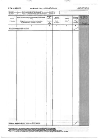 ATA Carnet - Sample | PDF | Business | Business and Finance