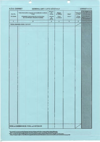 ATA Carnet - Sample | PDF | Business | Business and Finance
