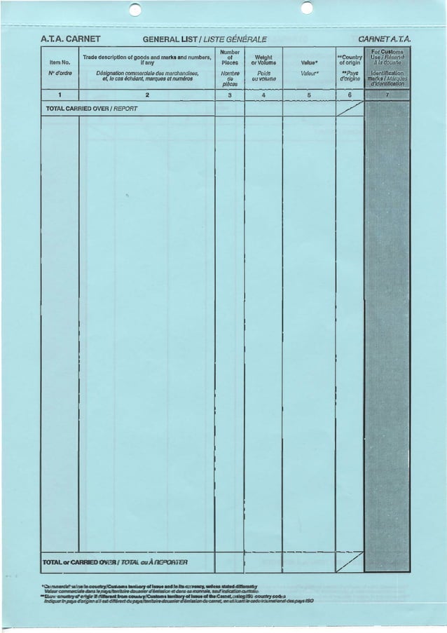 ATA Carnet - Sample | PDF