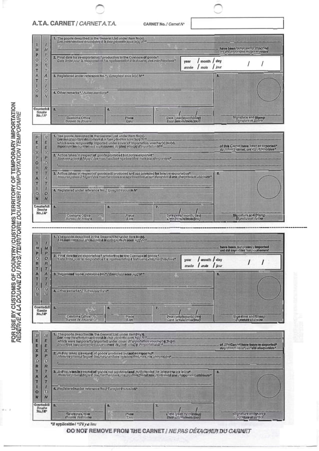 ATA Carnet - Sample | PDF