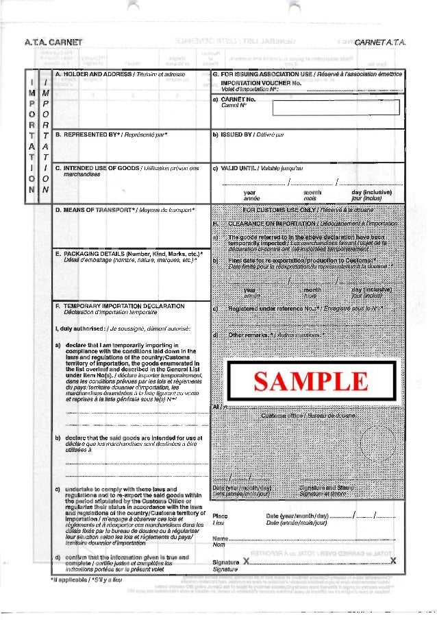 ATA Carnet - Sample
