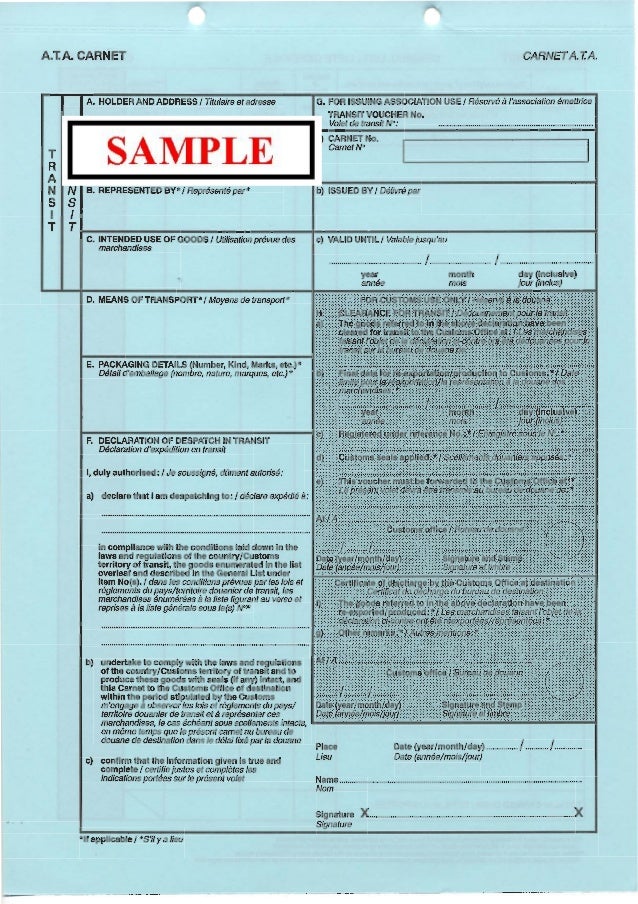 ATA Carnet - Sample