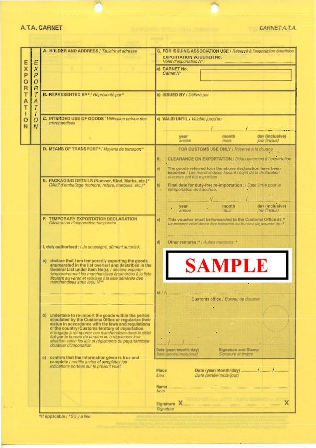 ATA Carnet - Sample
