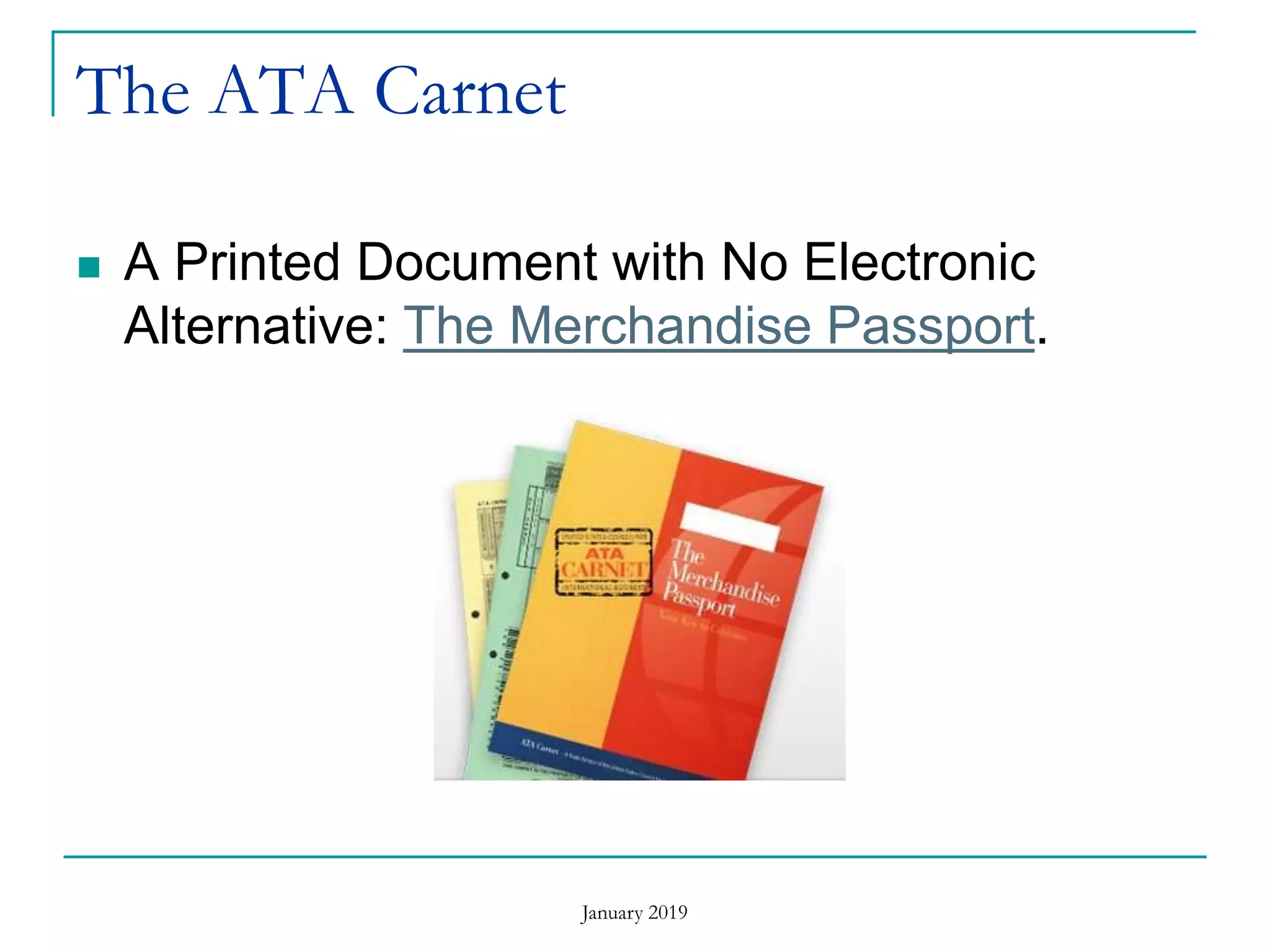 The ATA Carnet Temporary Export Document | PPTX