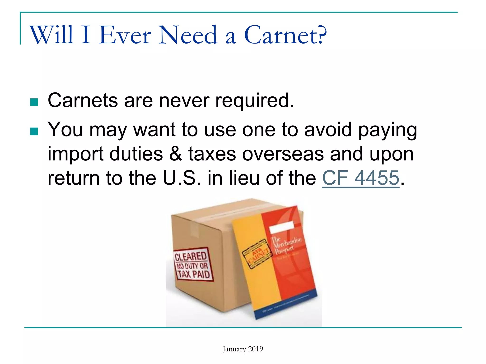 The ATA Carnet Temporary Export Document | PPTX