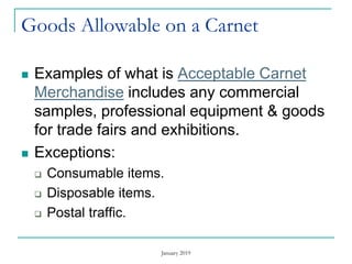 The ATA Carnet Temporary Export Document | PPTX | Travel