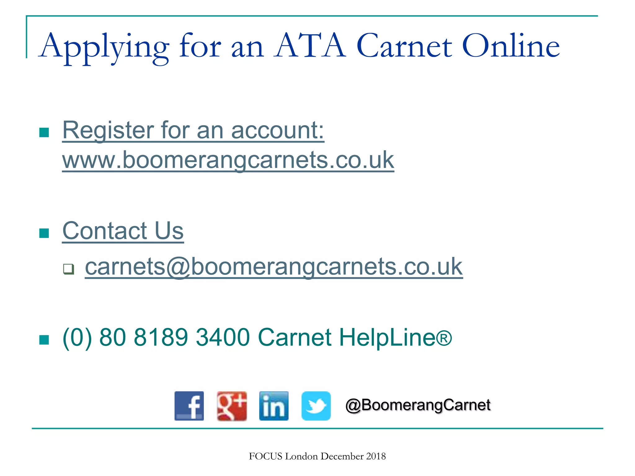ATA Carnets: Easy Temporary Entry & Exit | PPTX