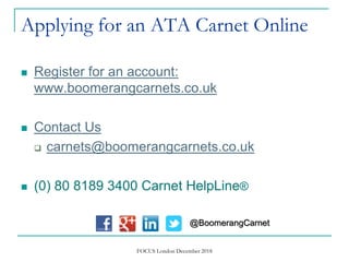 ATA Carnets: Easy Temporary Entry & Exit | PPTX