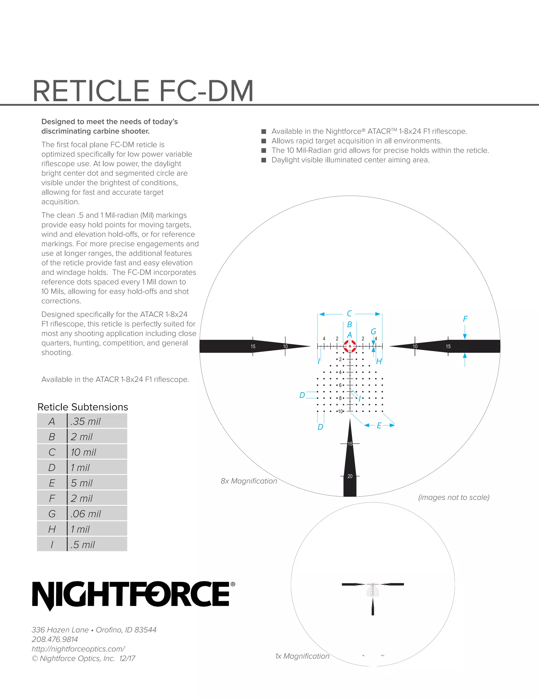 Technical Sheet | ATACR Reticle FC-DM | Optics Trade | PDF