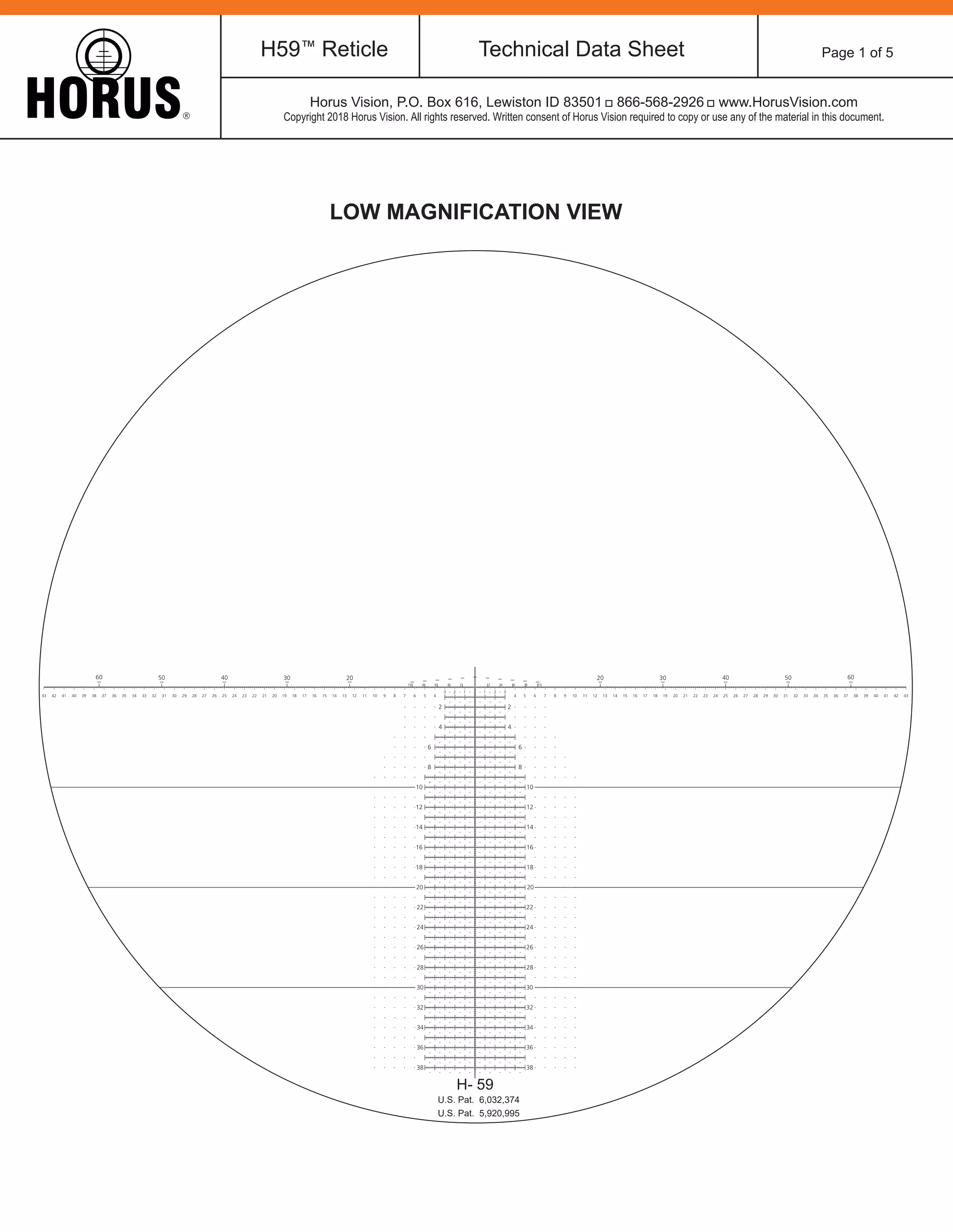 Technical Sheet | ATACR HORUS H59 Reticle | Optics Trade | PDF