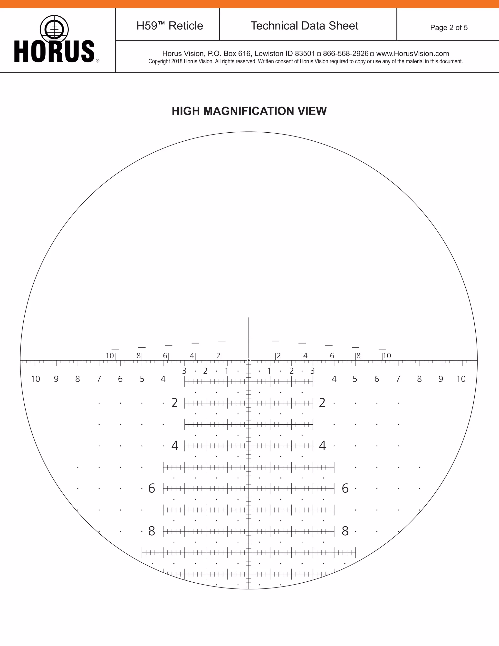 Technical Sheet | ATACR HORUS H59 Reticle | Optics Trade | PDF