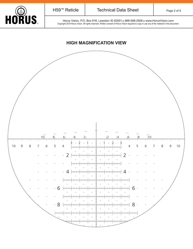 Technical Sheet | ATACR HORUS H59 Reticle | Optics Trade | PDF