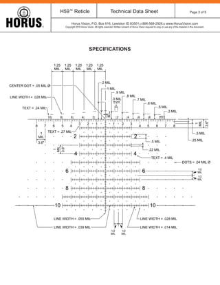 Technical Sheet | ATACR HORUS H59 Reticle | Optics Trade | PDF