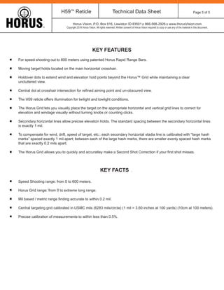 Technical Sheet | ATACR HORUS H59 Reticle | Optics Trade | PDF
