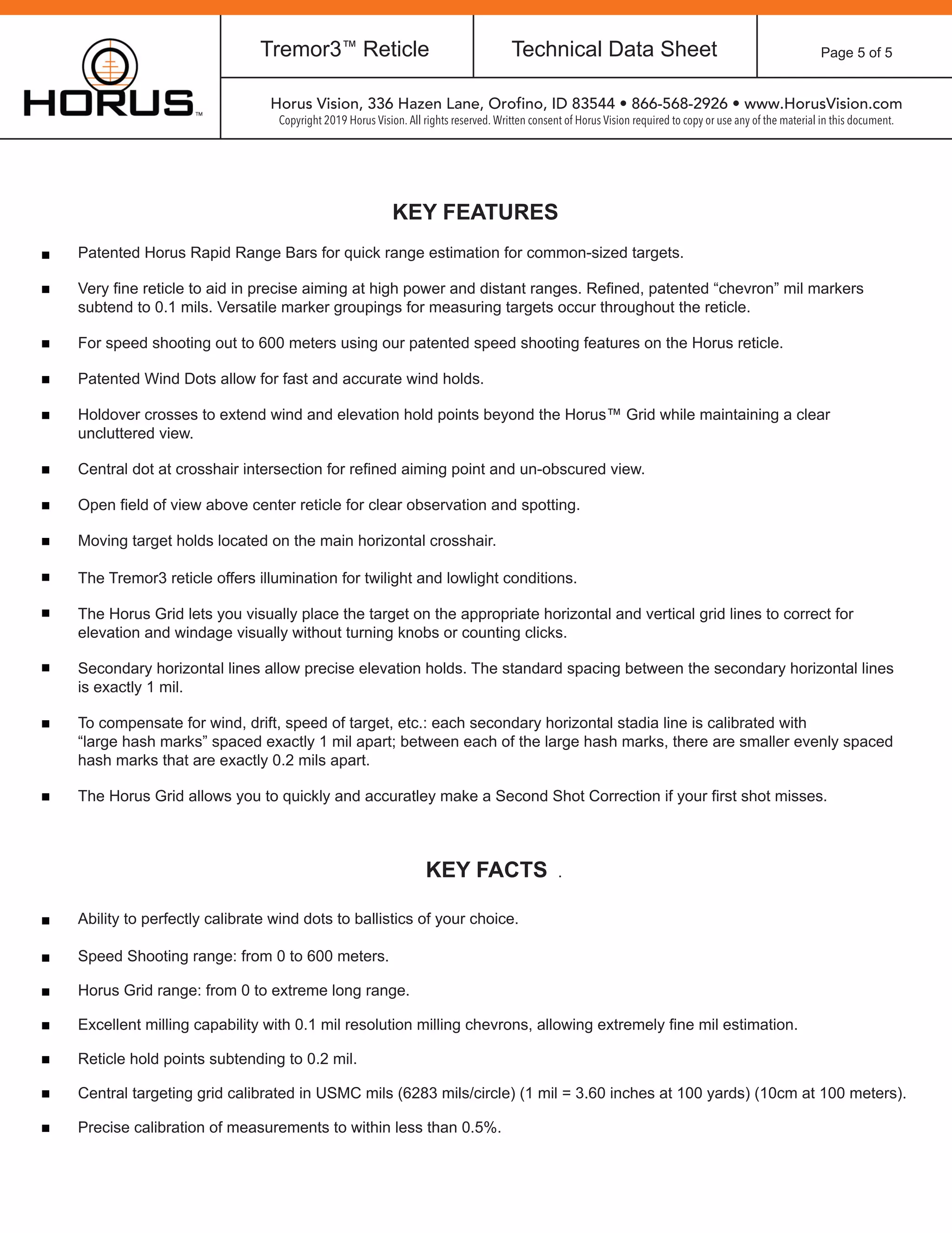 Technical Sheet | ATACR HORUS TREMOR | Optics Trade | PDF