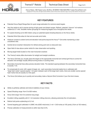 Technical Sheet | ATACR HORUS TREMOR | Optics Trade | PDF