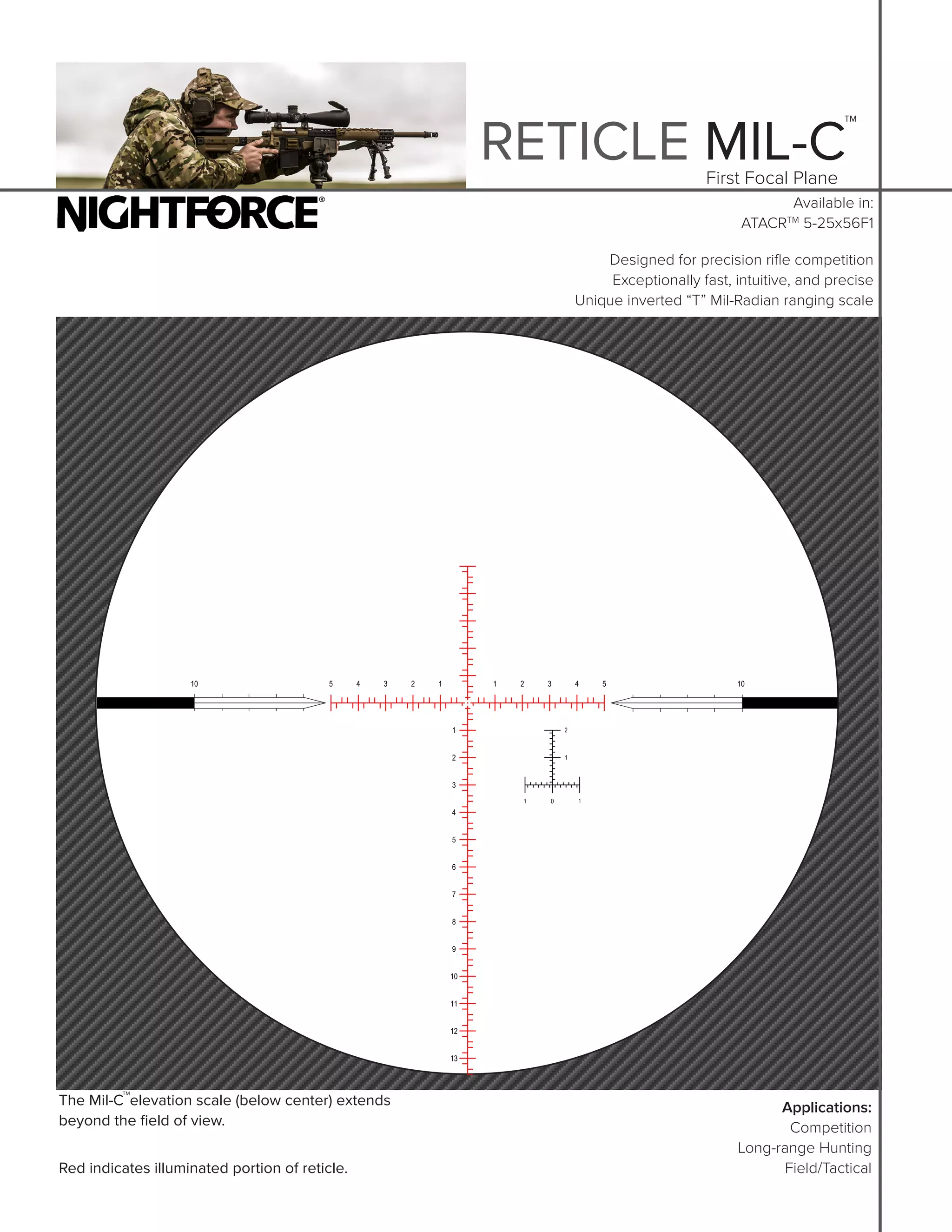 Technical Sheet | ATACR MIL-C Reticle | Optics Trade | PDF