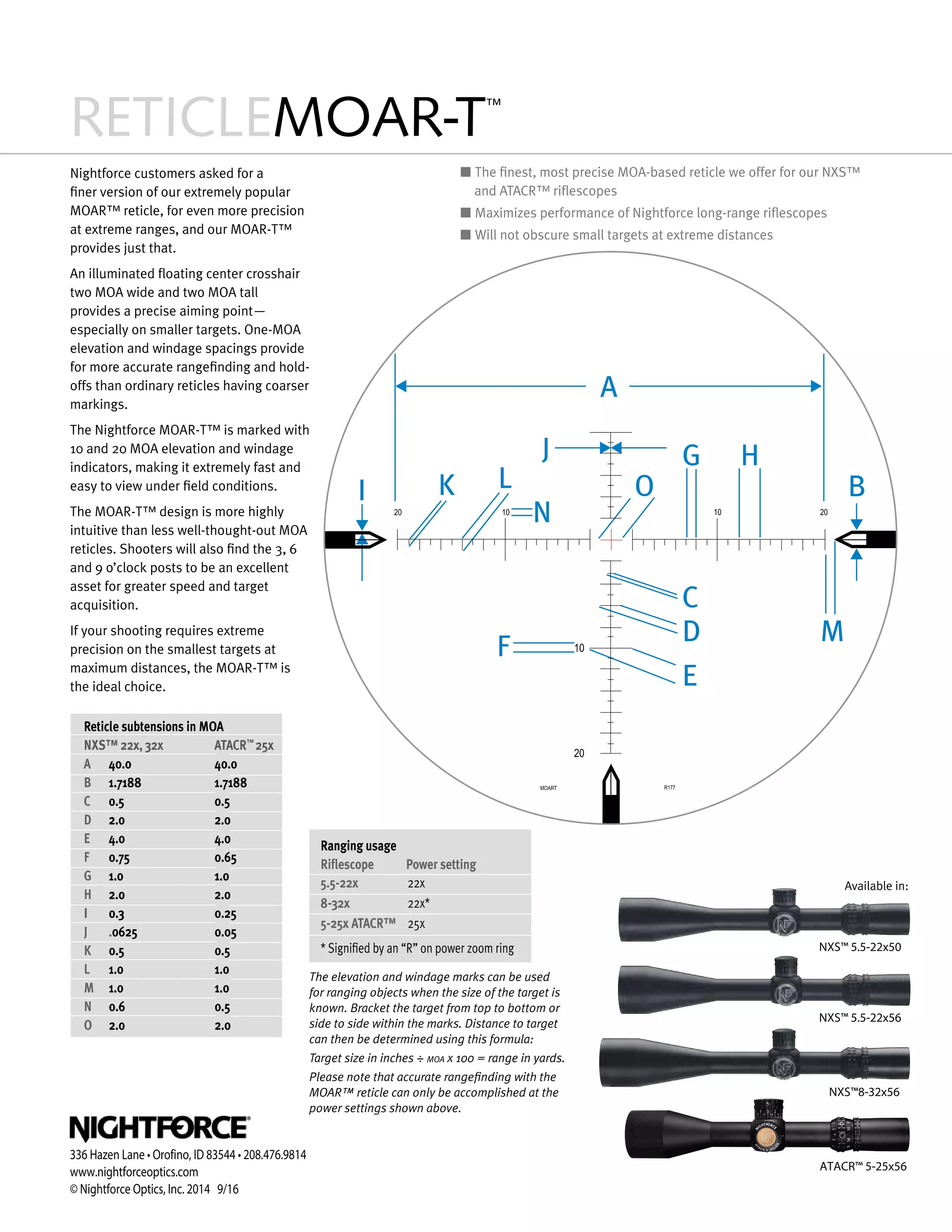 Specification Sheet | ATACR MOAR-T Reticle | Optics Trade | PDF | Arms ...