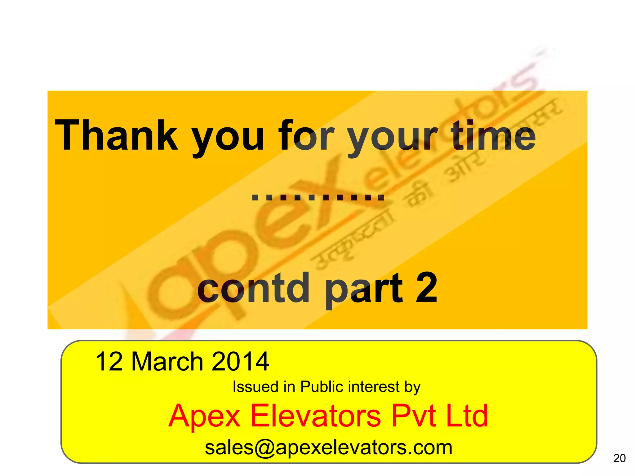 Elevator Codes in India -- IS 14665 at a glance | PPTX