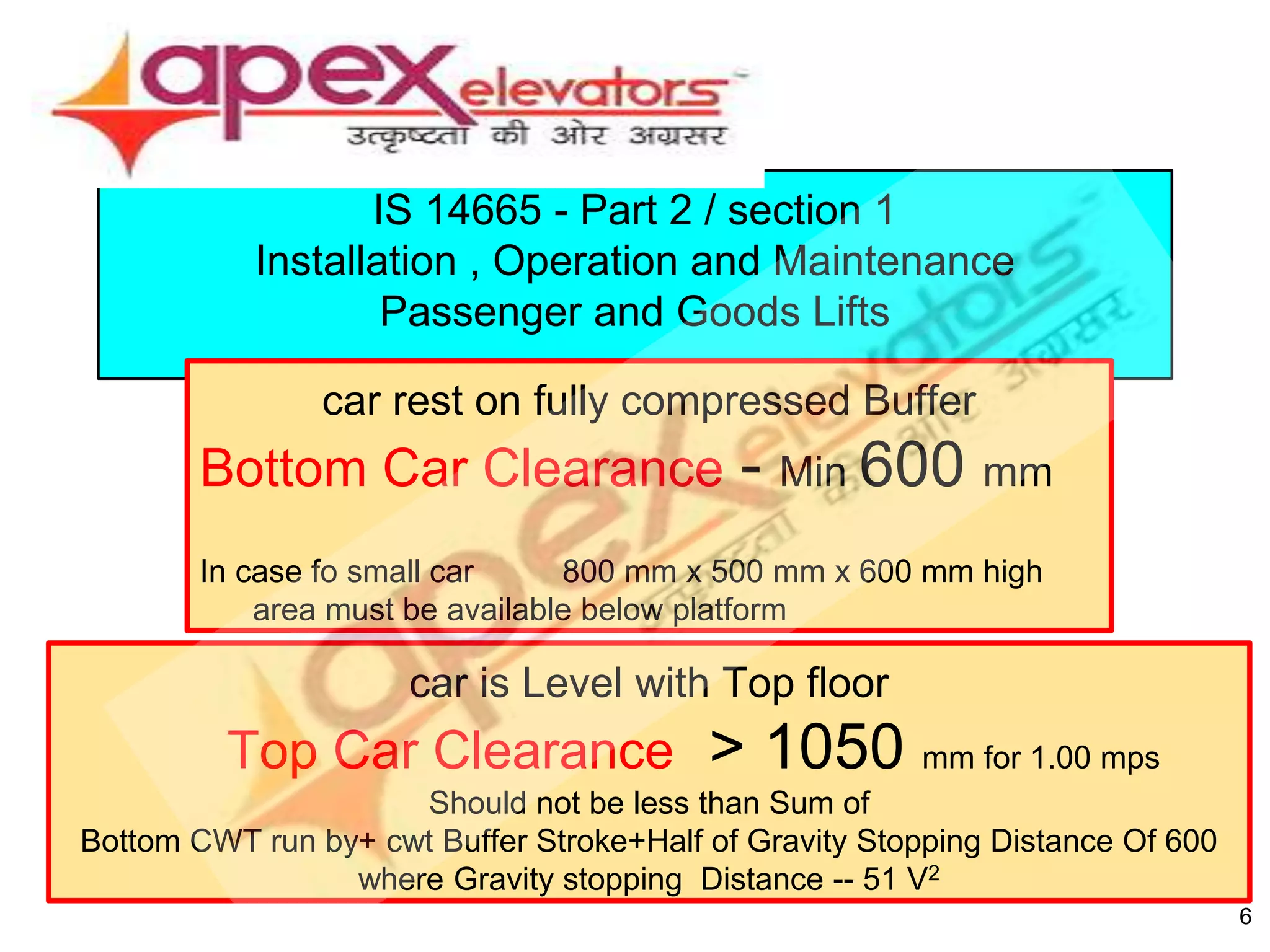 Elevator Codes in India -- IS 14665 at a glance | PPTX