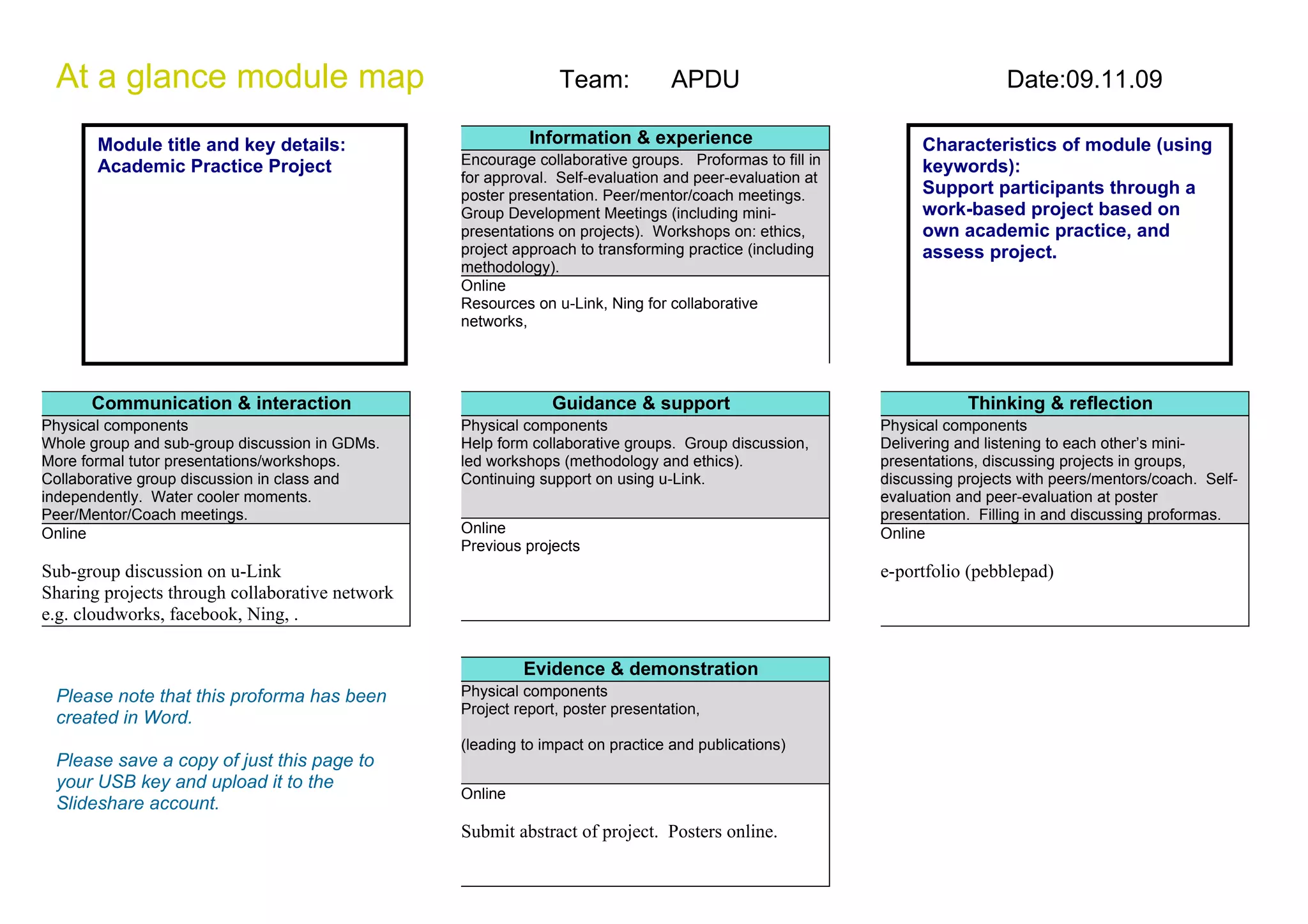 APDU At A Glance Proforma | DOC