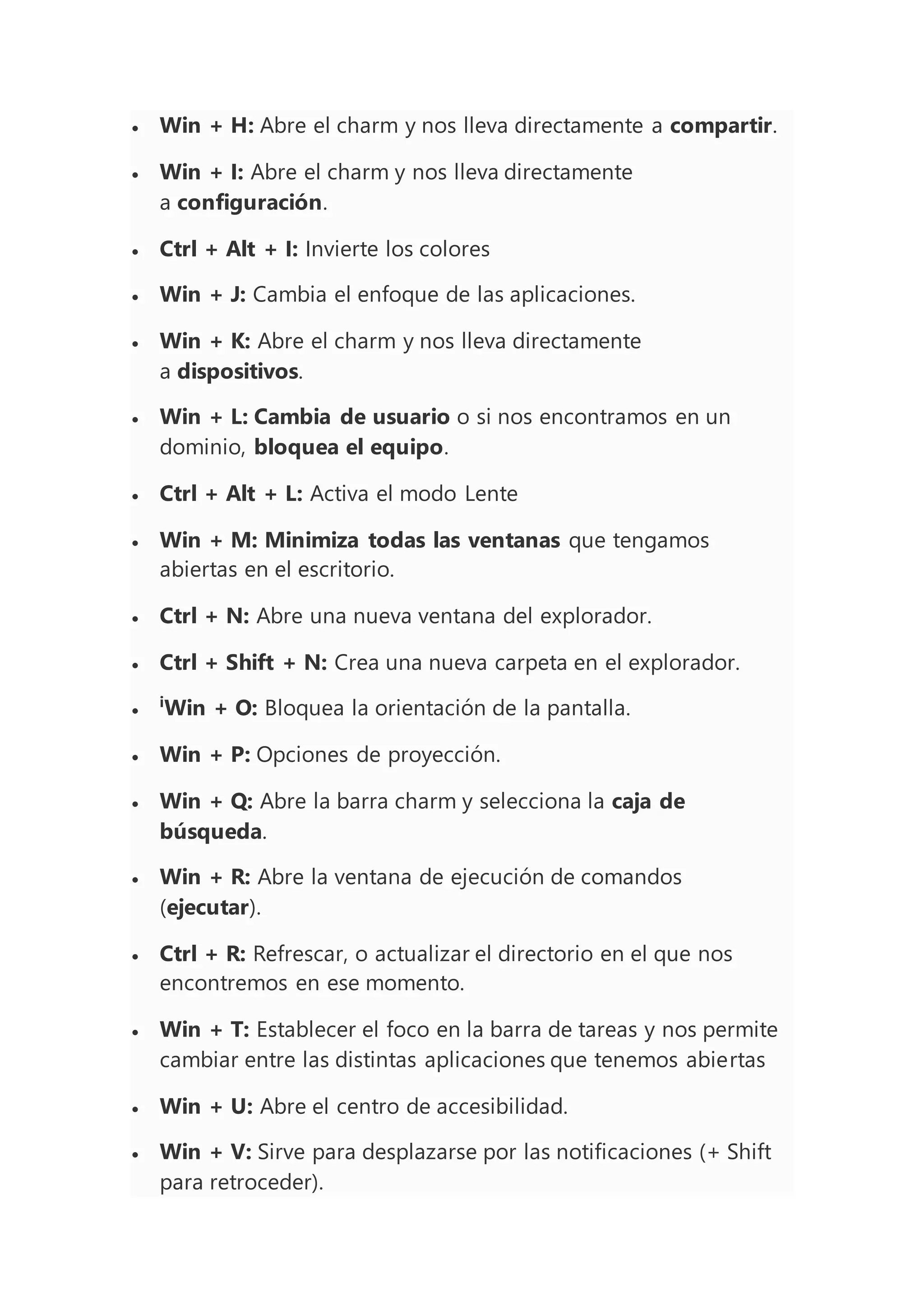 Atajos de teclado en windows 8 | PDF