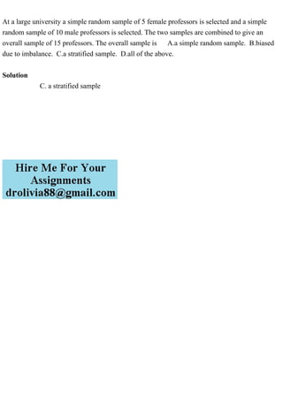 At a large university a simple random sample of 5 female professors .pdf