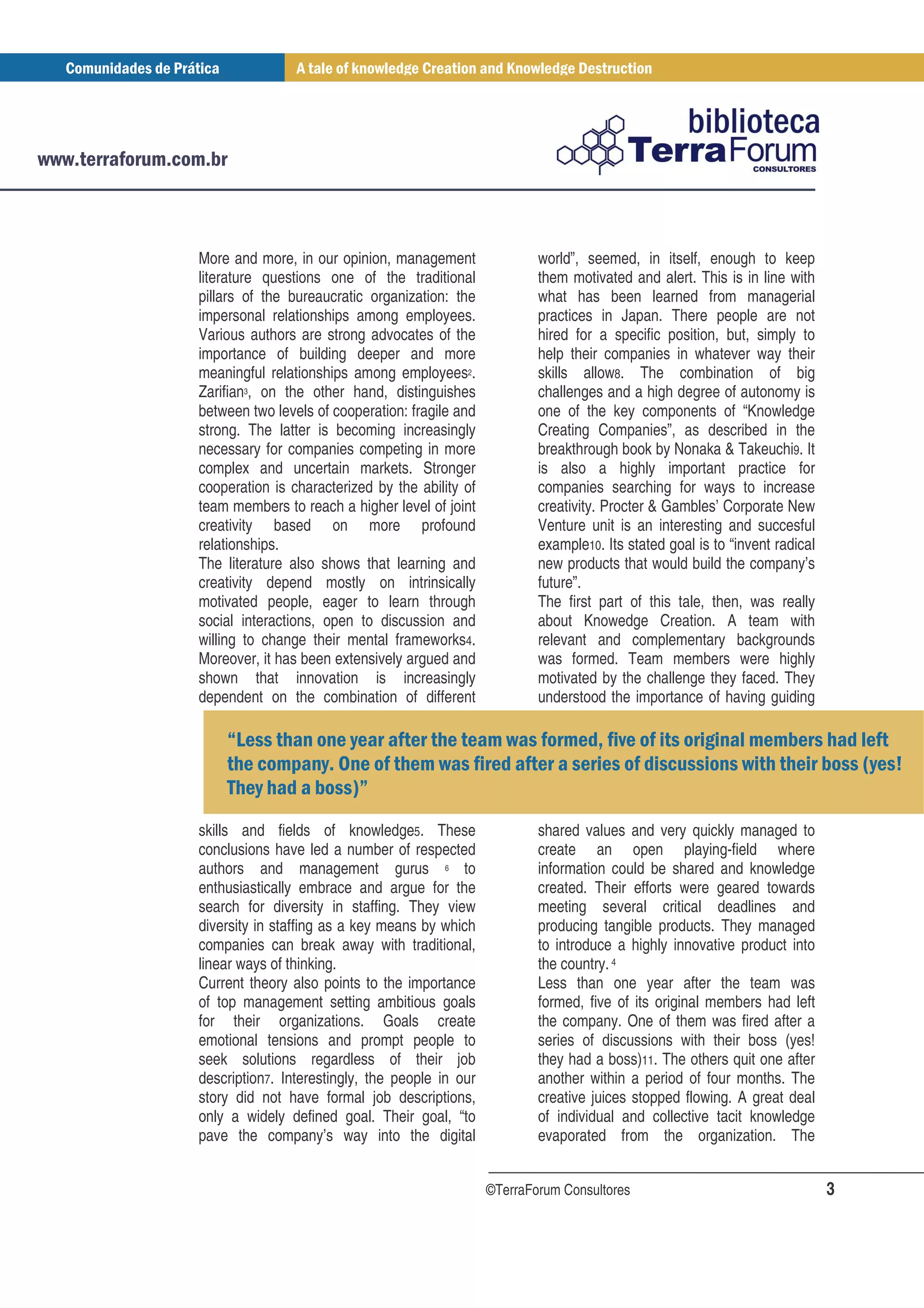 A Tale of Knowledge Creation and Knowledge Destruction | PDF