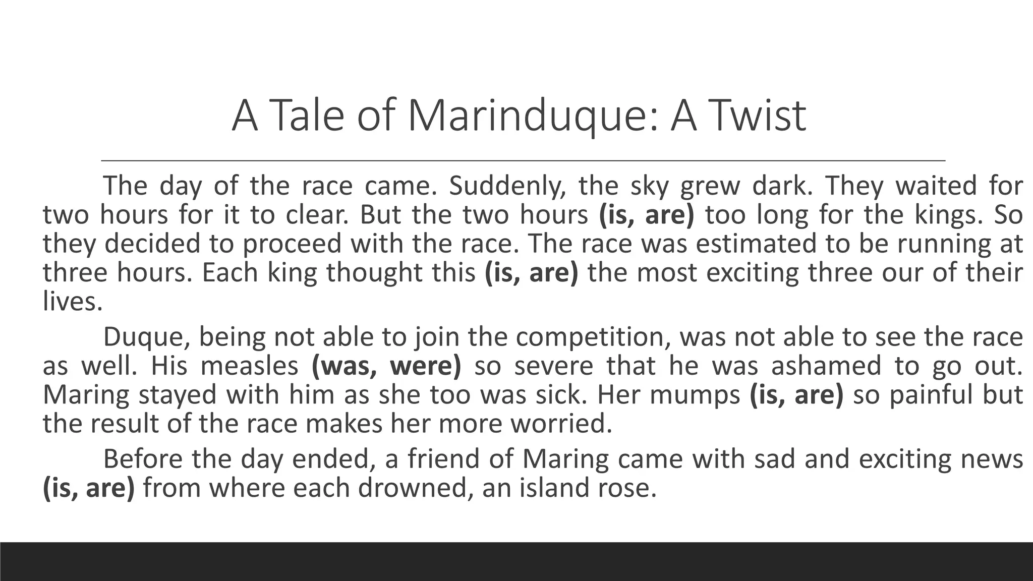 A TALE OF MARINDUQUE (SUBJECT-VERB AGREEMENT).pptx