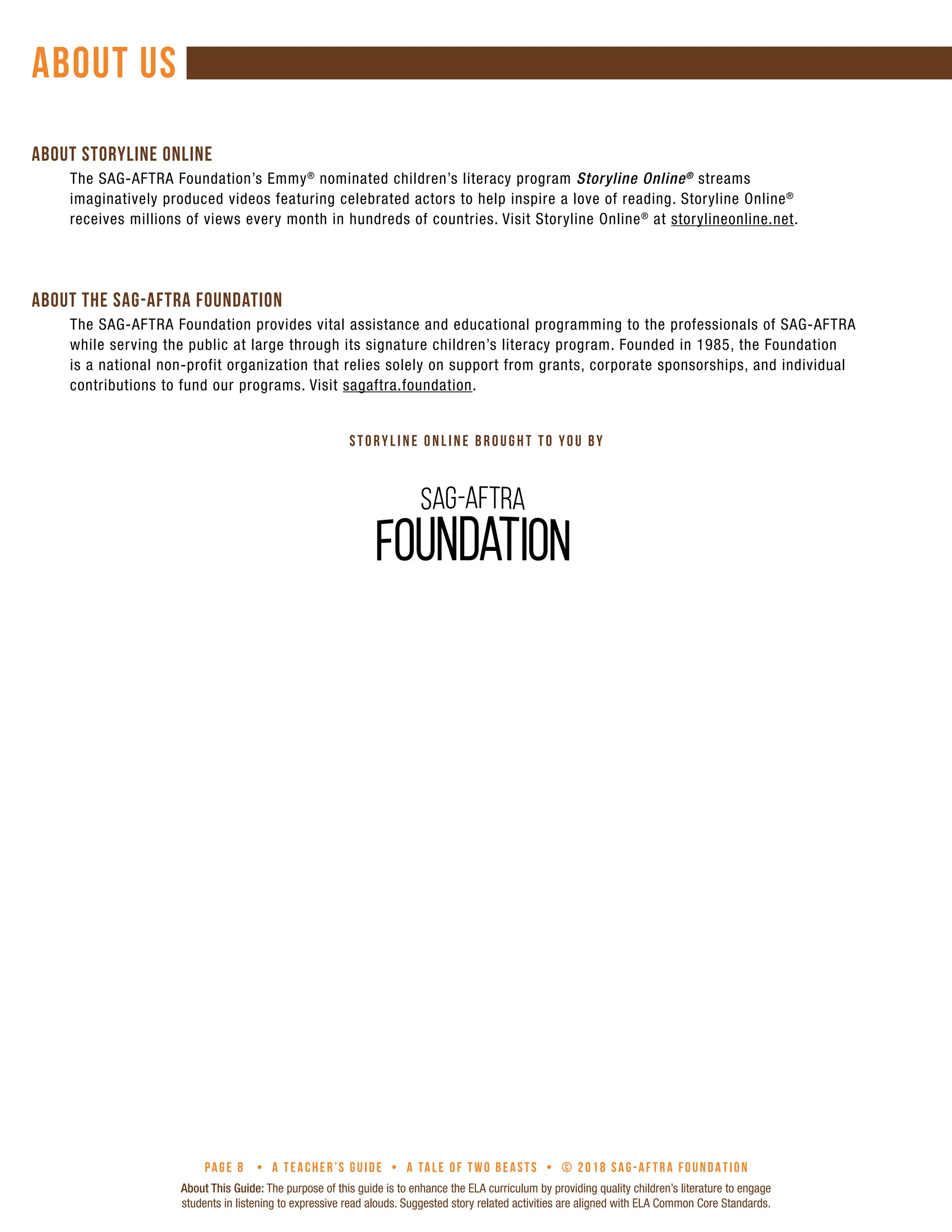 storyline online teacher's guide - tale of two beasts | PDF