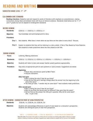 storyline online teacher's guide - tale of two beasts | PDF