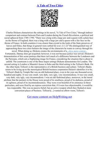 A Tale Of Two Cities Essay | PDF