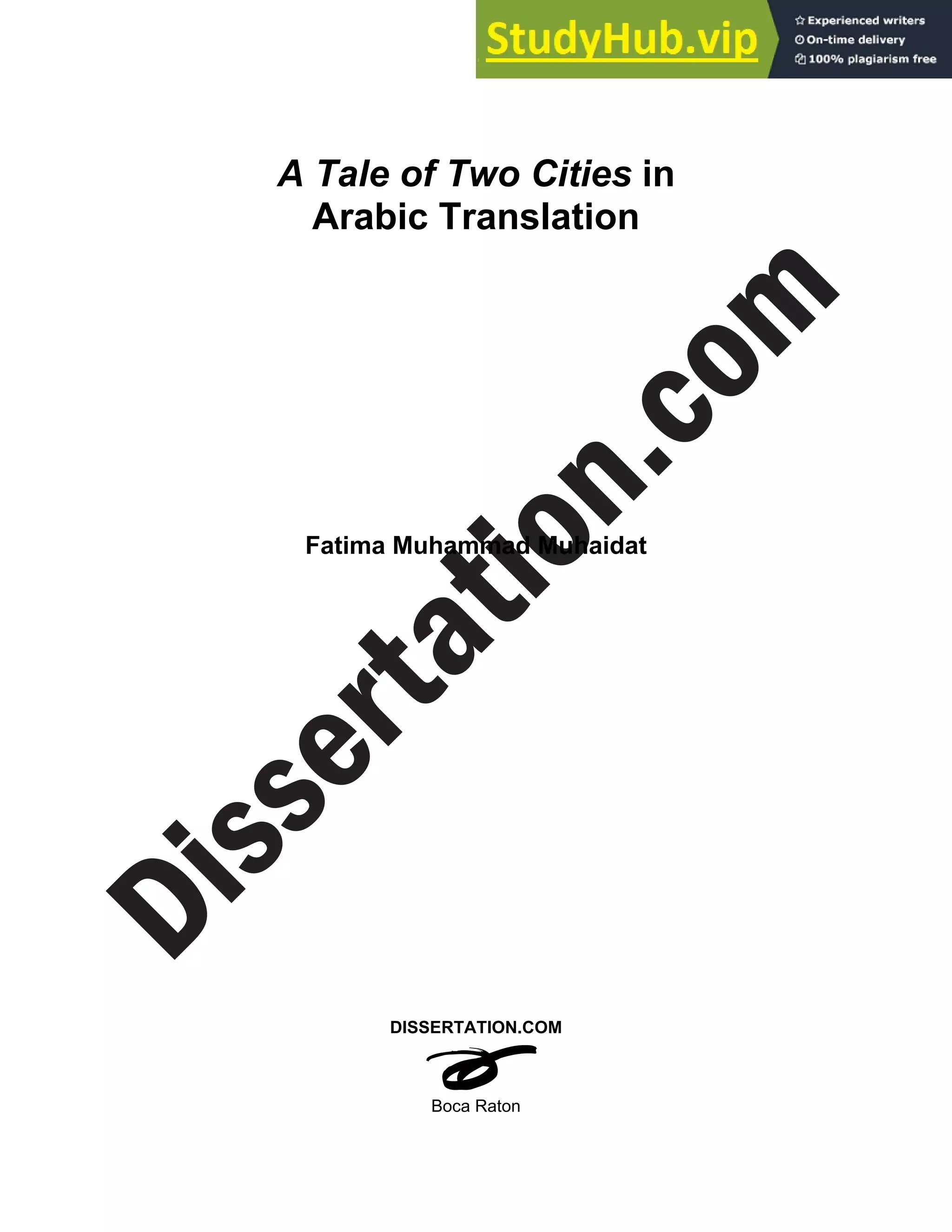 A Tale Of Two Cities In Arabic Translation | PDF