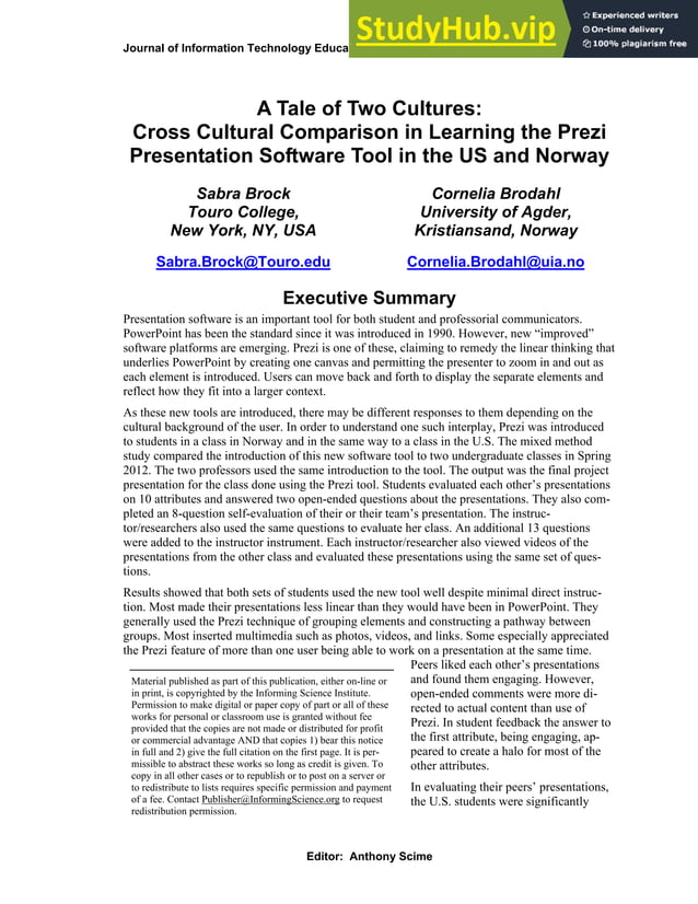 A Tale Of Two Cultures Cross Cultural Comparison In Learning The Prezi ...