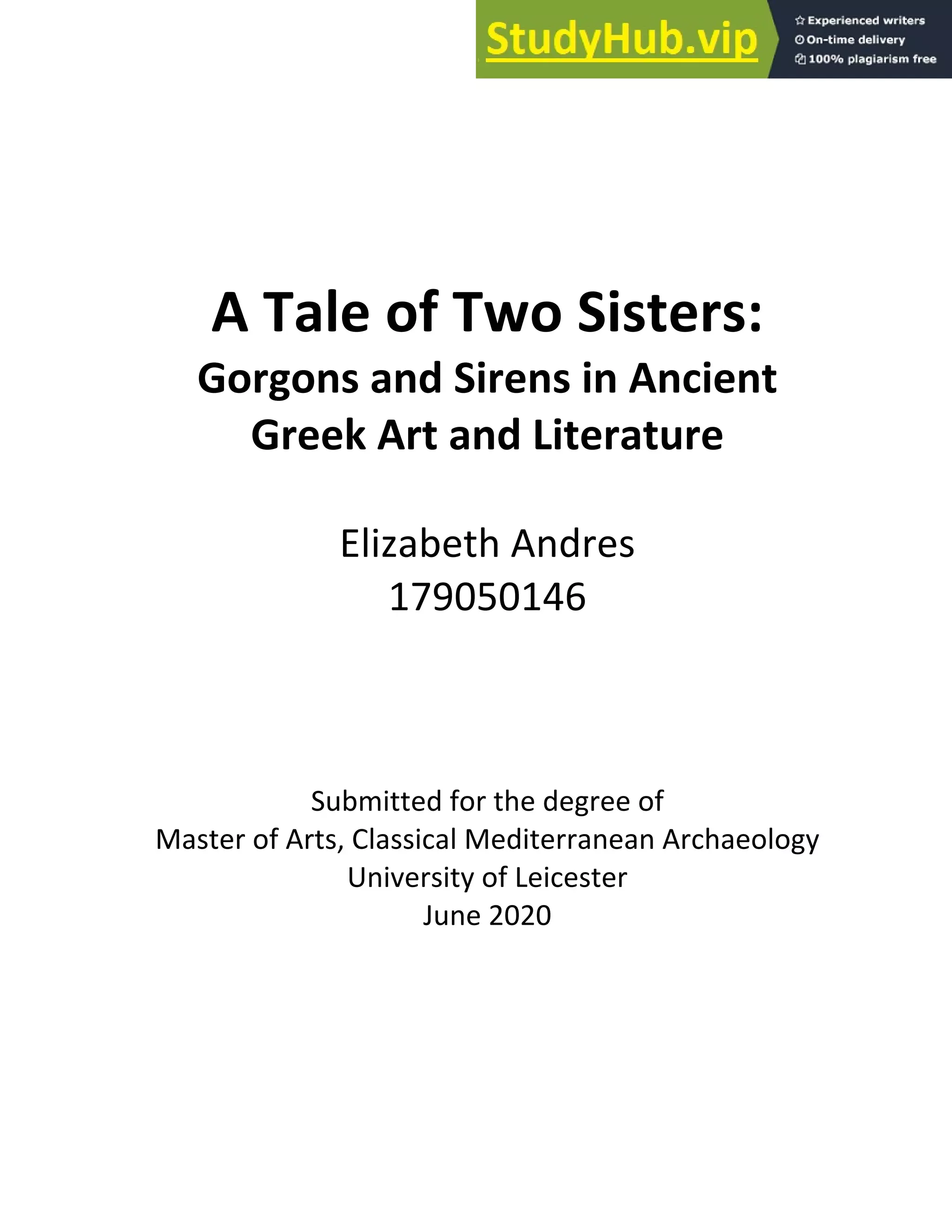 A Tale Of Two Sisters Gorgons And Sirens In Ancient Greek Art And Literature | PDF