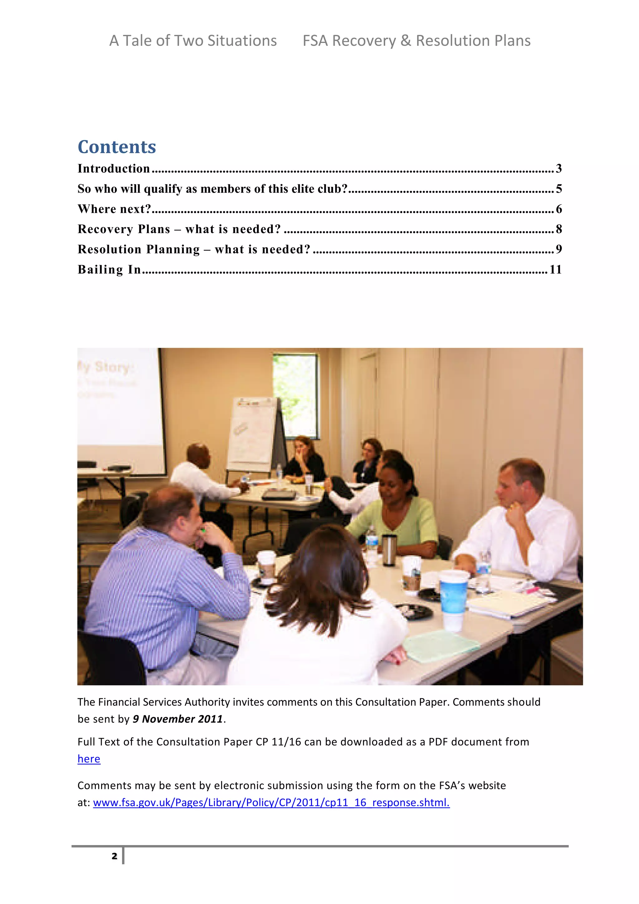 A Tale of Two Situations - Recovery & Resolution Planning - UK FSA | PDF