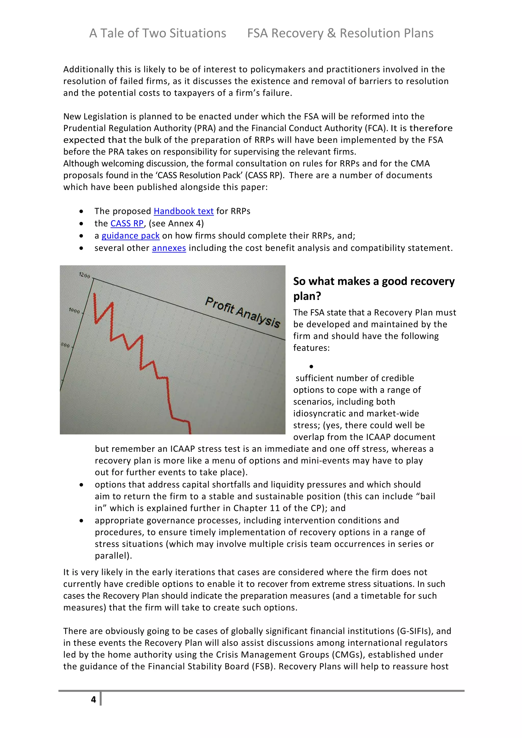 A Tale of Two Situations - Recovery & Resolution Planning - UK FSA | PDF