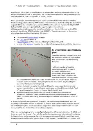 A Tale of Two Situations - Recovery & Resolution Planning - UK FSA | PDF