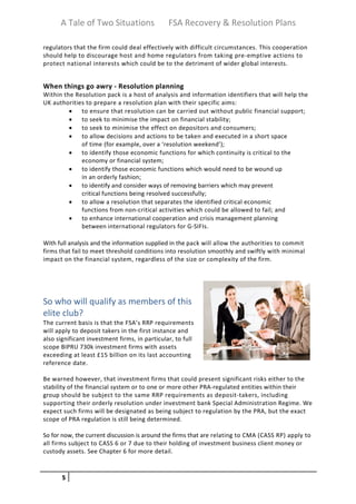 A Tale of Two Situations - Recovery & Resolution Planning - UK FSA | PDF