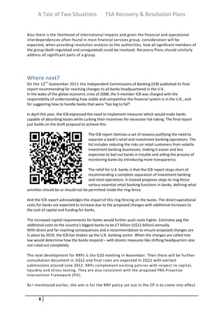 A Tale of Two Situations - Recovery & Resolution Planning - UK FSA | PDF