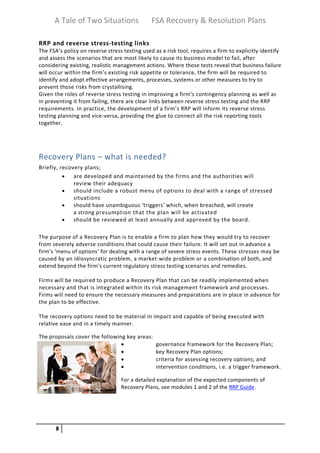 A Tale of Two Situations - Recovery & Resolution Planning - UK FSA | PDF