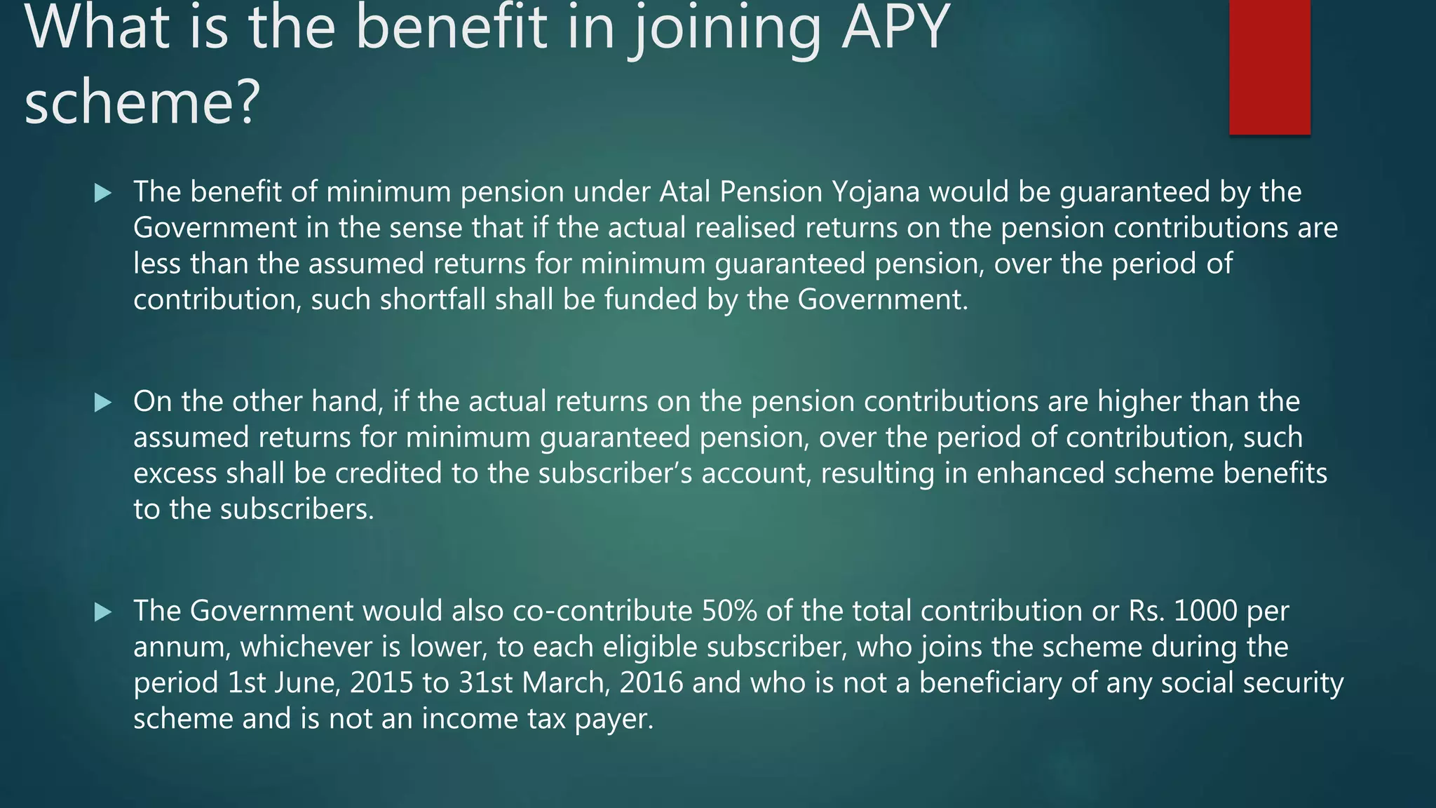 Atal pension minimum investment with maximum benefits | PPTX