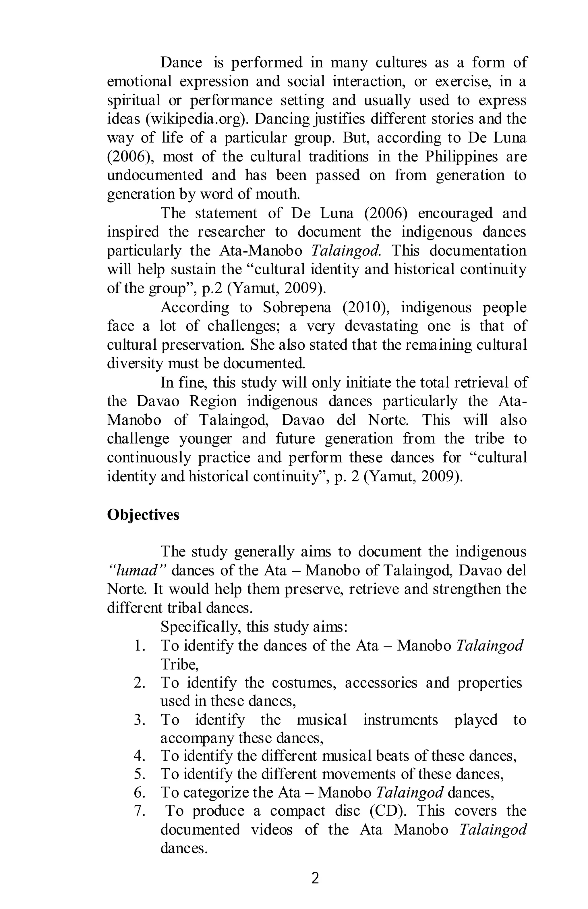 ATA MANOBO DANCES in TALAINGOD, DAVAO DEL NORTE | PDF