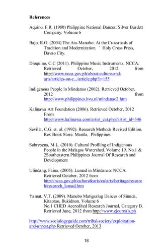 ATA MANOBO DANCES in TALAINGOD, DAVAO DEL NORTE | PDF