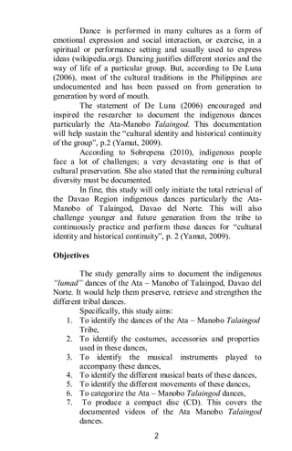 ATA MANOBO DANCES in TALAINGOD, DAVAO DEL NORTE | PDF