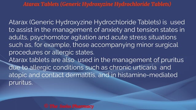 Atarax Tablets (Generic Hydroxyzine Hydrochloride Tablets) | PDF ...