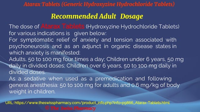 Atarax Tablets (Generic Hydroxyzine Hydrochloride Tablets) | PDF ...
