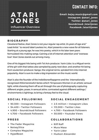 Atari Jones Influencer Proposal | PDF | Social Networking | Internet