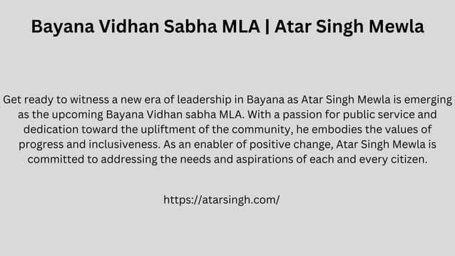 Bayana Vidhan Sabha MLA | Atar Singh Mewla | PDF
