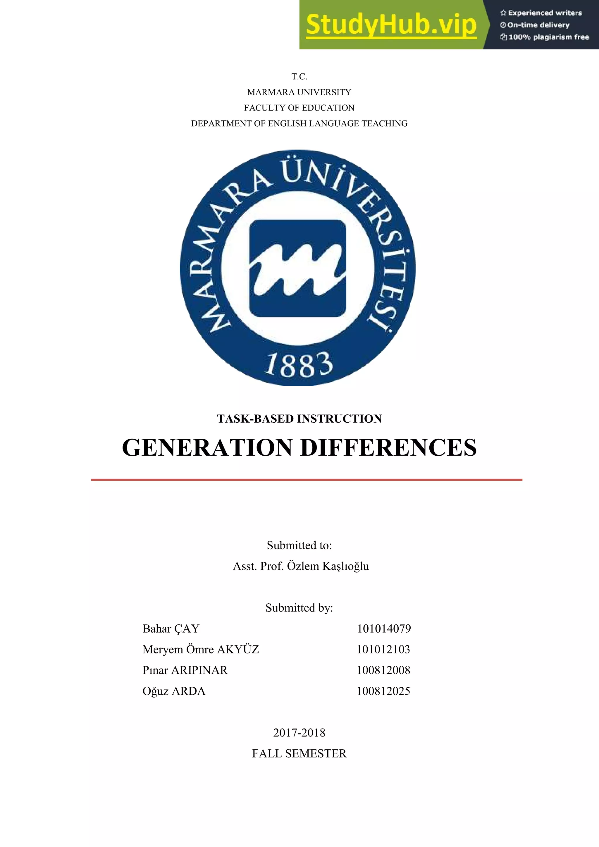 A Task-Based Lesson Plan For Generation Differences | PDF